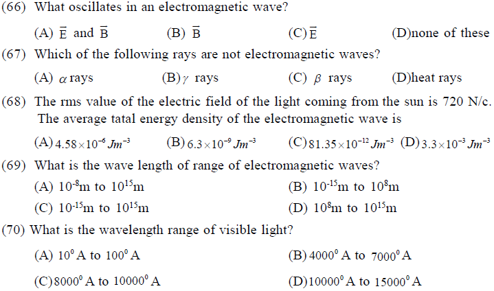 NEET UG Physics Electromagnetic Waves MCQs with Answers